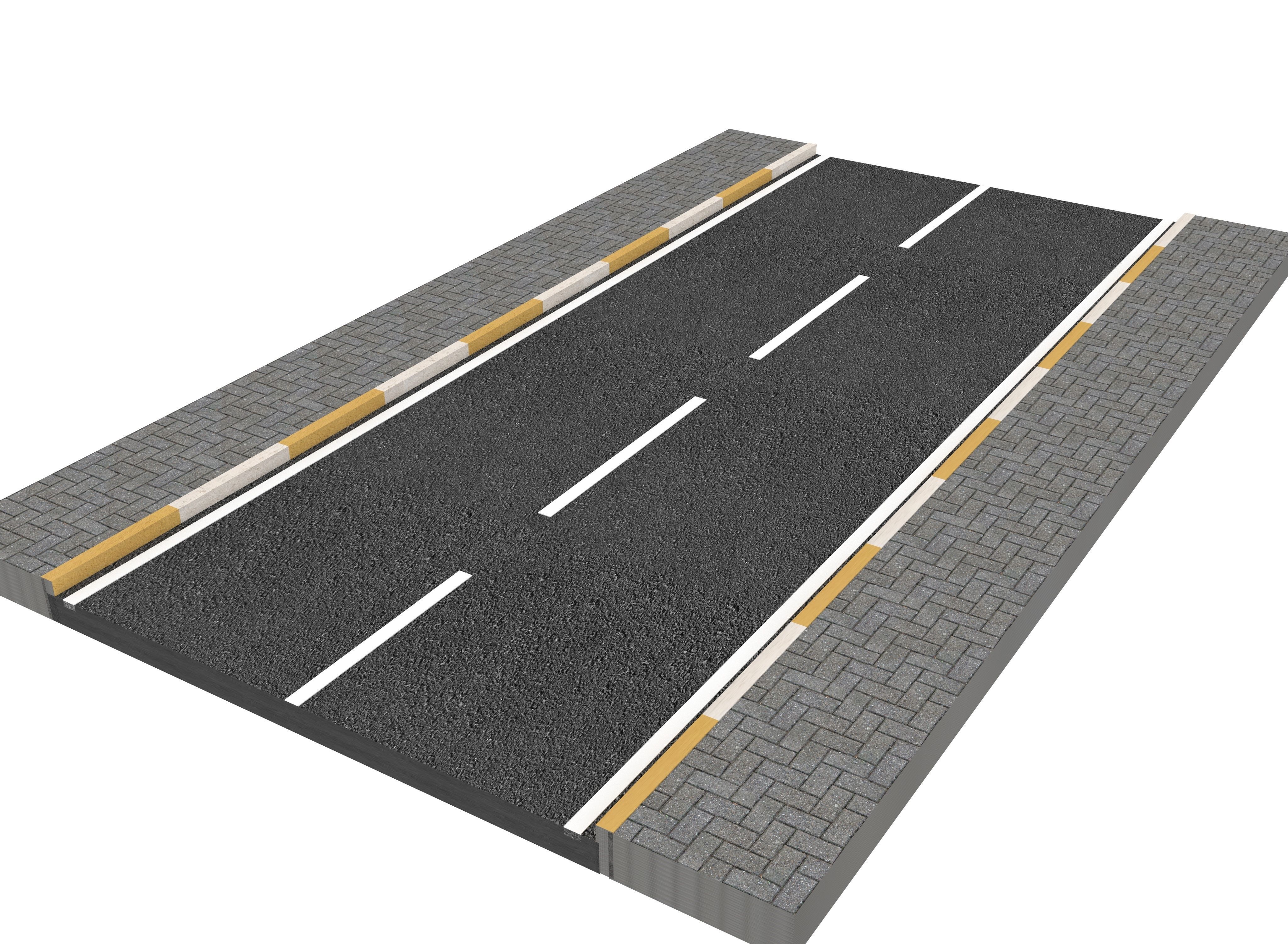 roadway asphalt road with stripe free 3D model | CGTrader