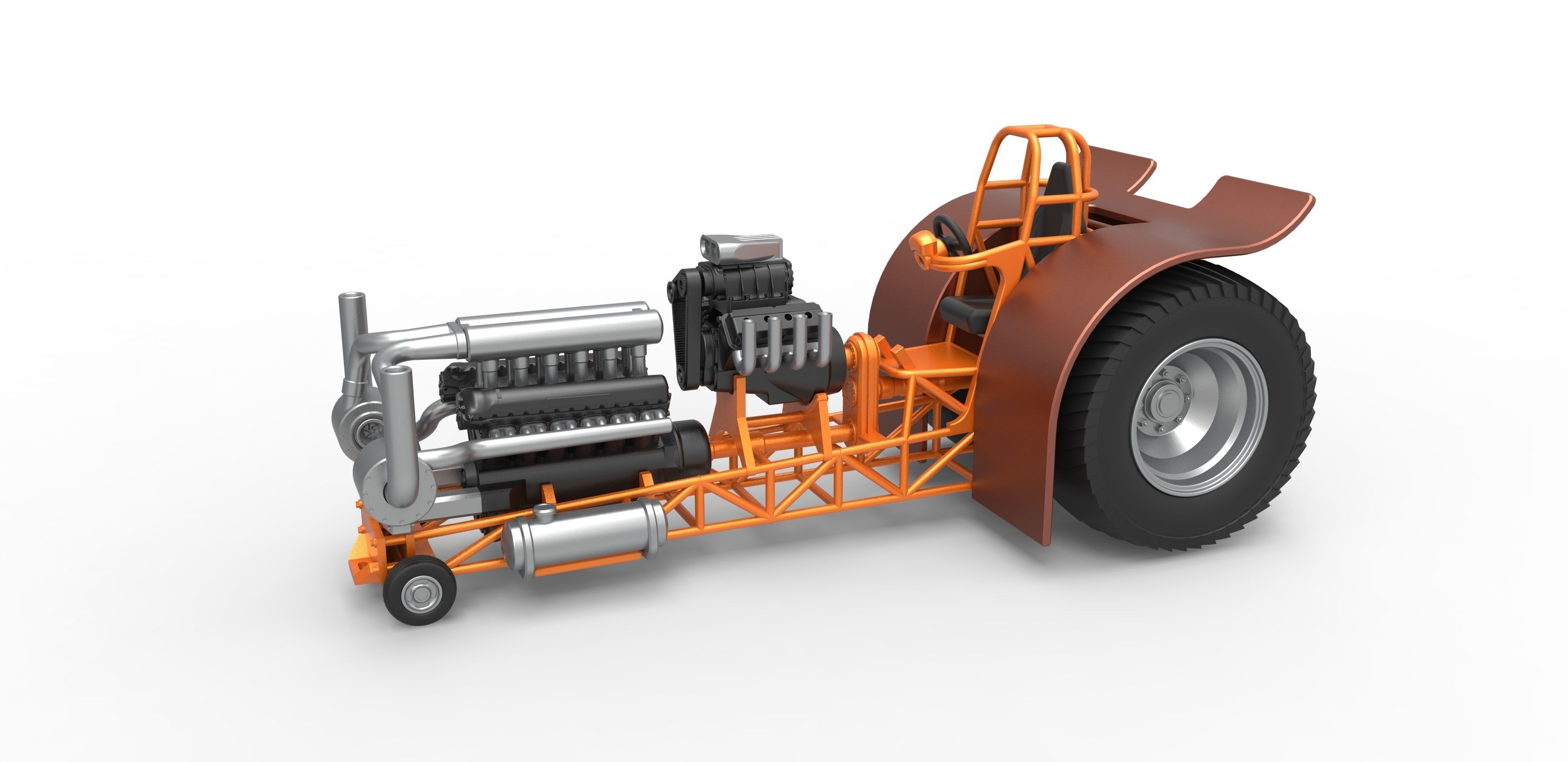 Pulling tractor with V12 and V8 engines Scale 1 to 25 3D model 3D ...