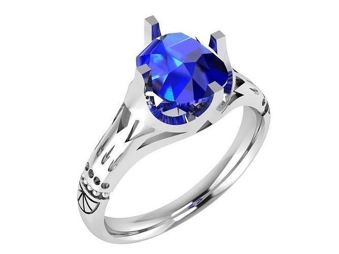 Round blue stone ring 3274 3D print model 3D model 3D printable | CGTrader