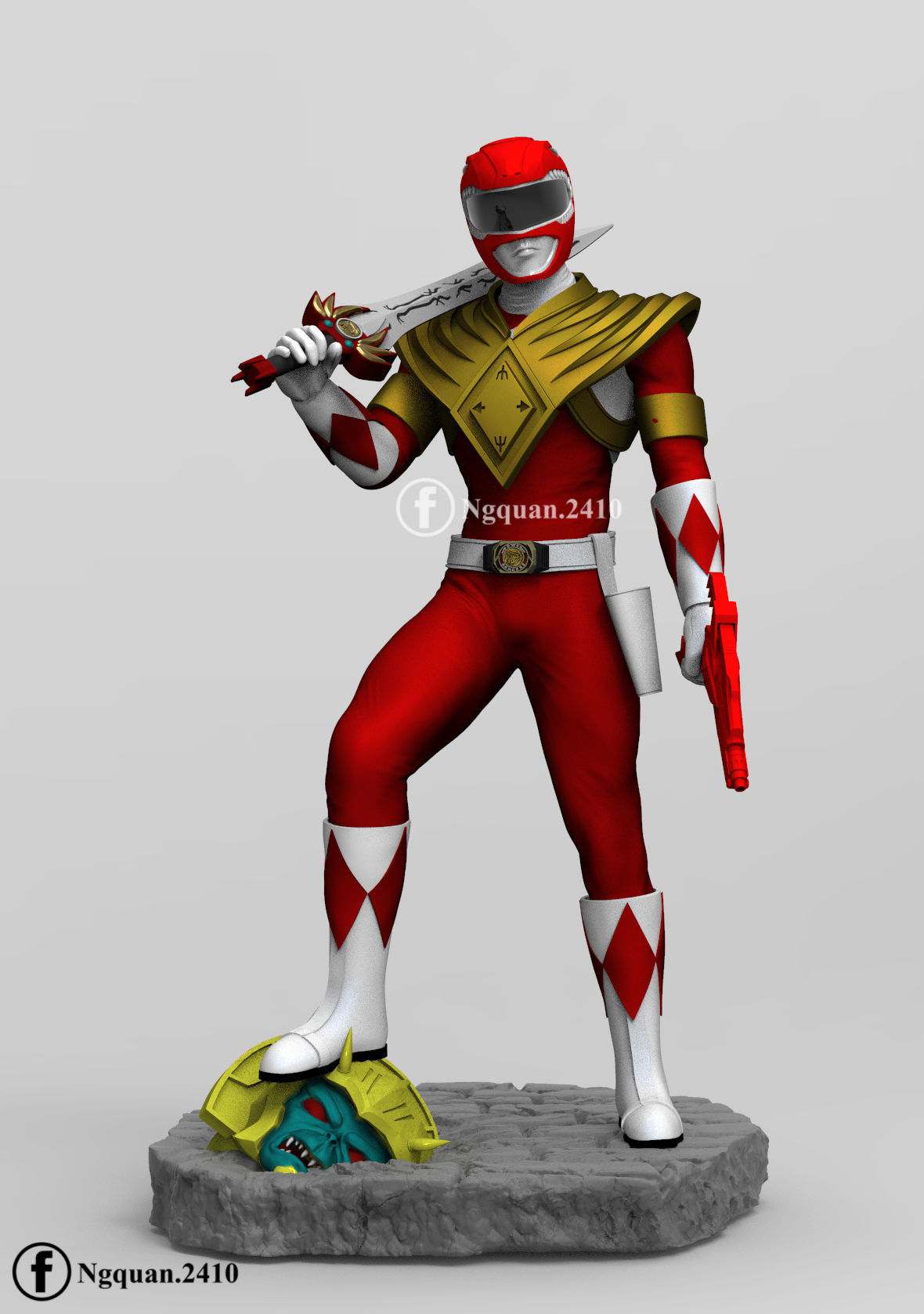 MMPR- Red Ranger 3D model 3D printable | CGTrader