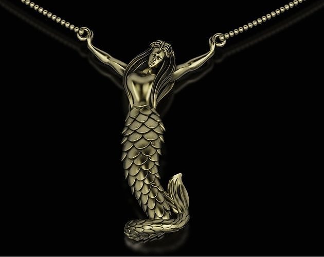 Mermaid Pendant 3D model 3D printable | CGTrader