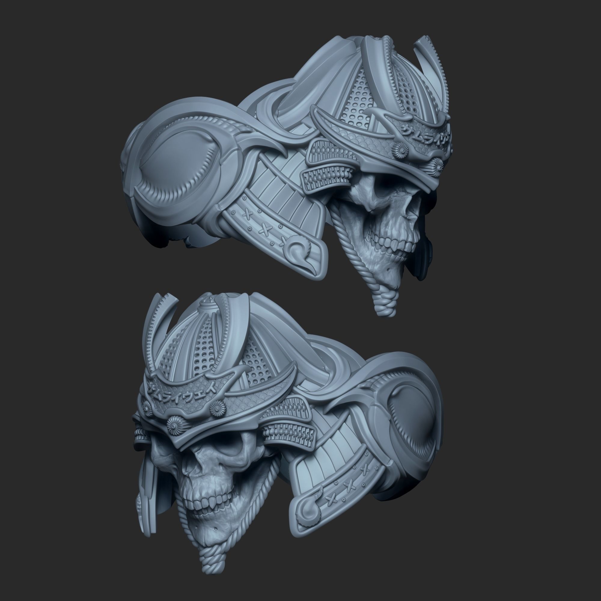 Space Samurai Biomechanical ring 3D model 3D printable | CGTrader