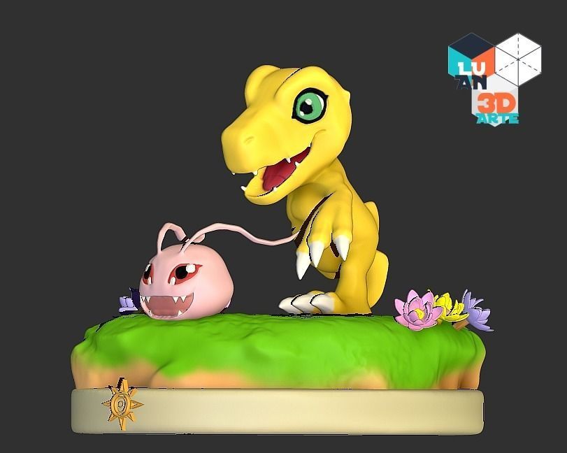 Diorama Digimon Agumon and Koromon 3D model 3D printable | CGTrader