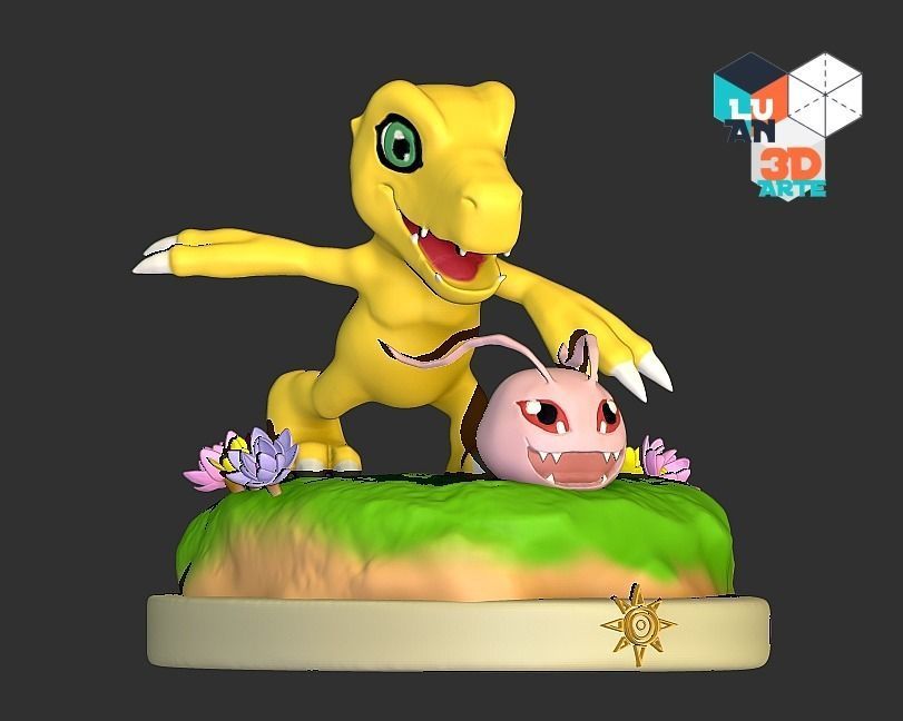 Diorama Digimon Agumon and Koromon 3D model 3D printable | CGTrader