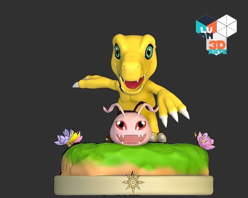 Diorama Digimon Agumon and Koromon 3D model 3D printable | CGTrader