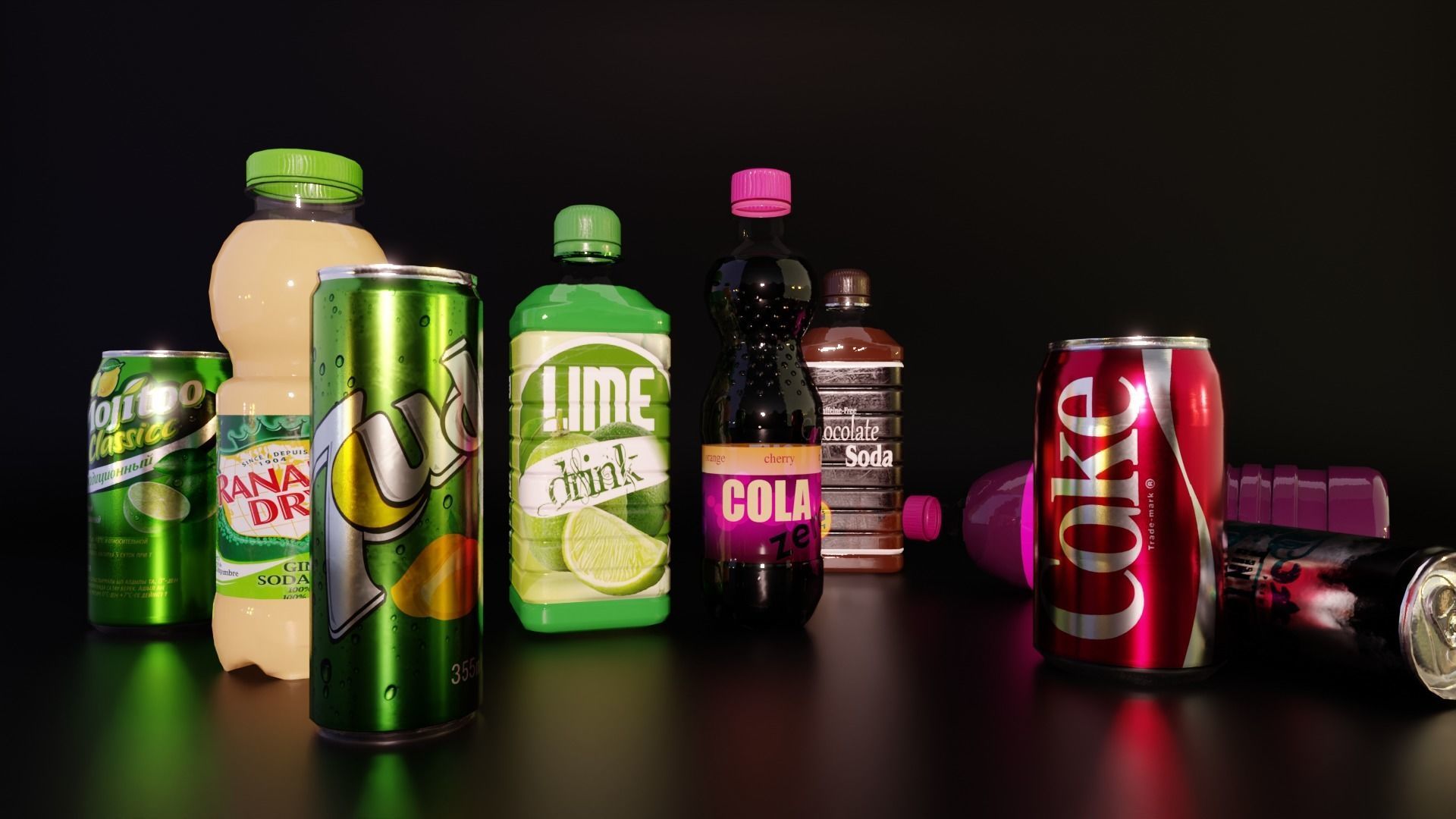 3D model Soda bottles Can drinks VR / AR / low-poly | CGTrader
