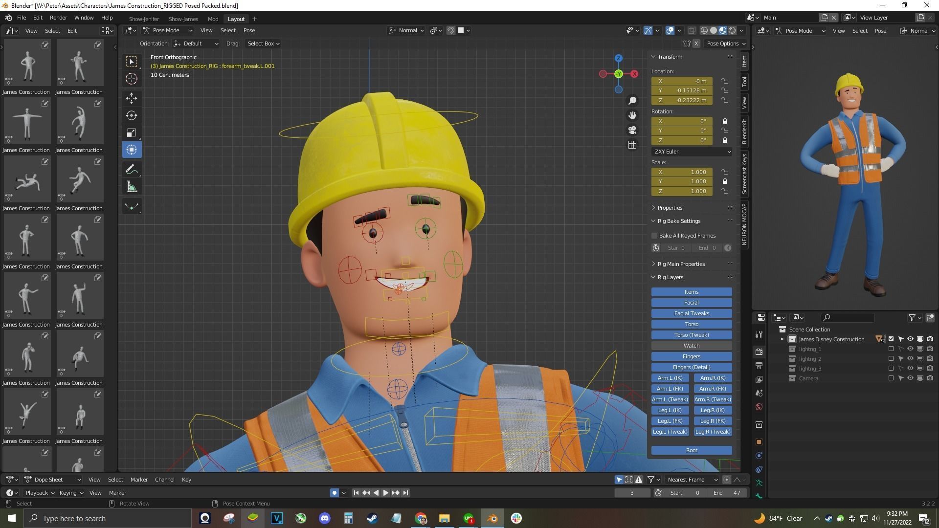 3D model Male Cartoon Worker Builder Character Illustration VR / AR ...