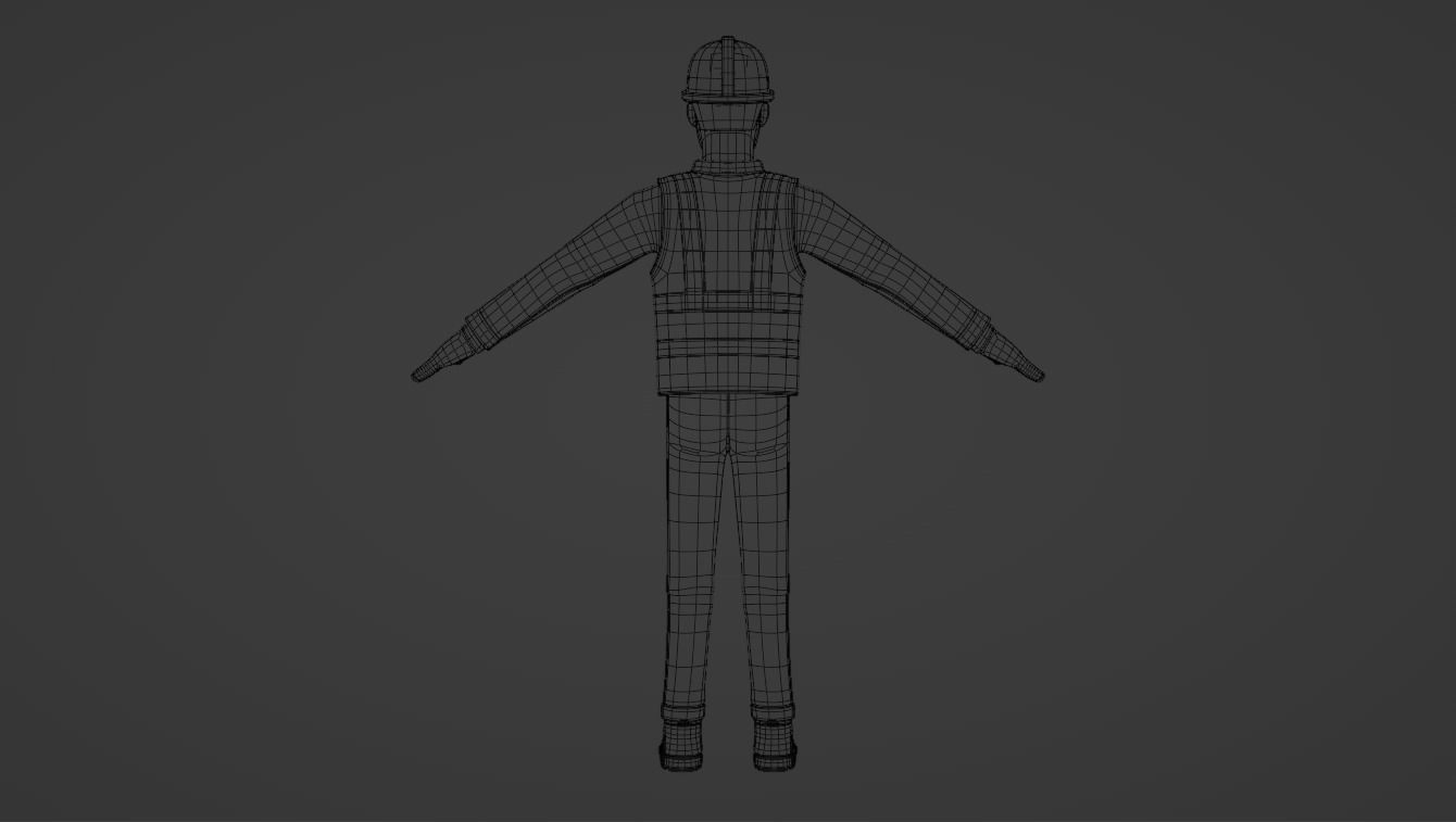 3D model Male Cartoon Worker Builder Character Illustration VR / AR ...