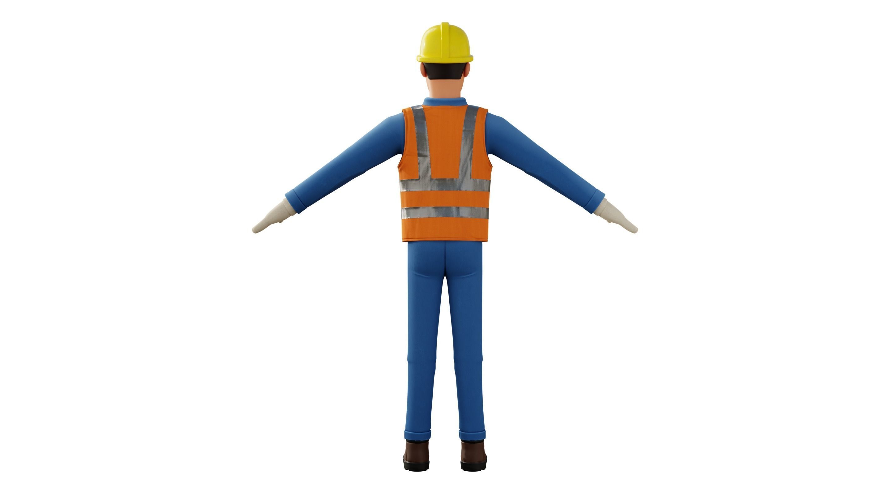 3D model Male Cartoon Worker Builder Character Illustration VR / AR ...