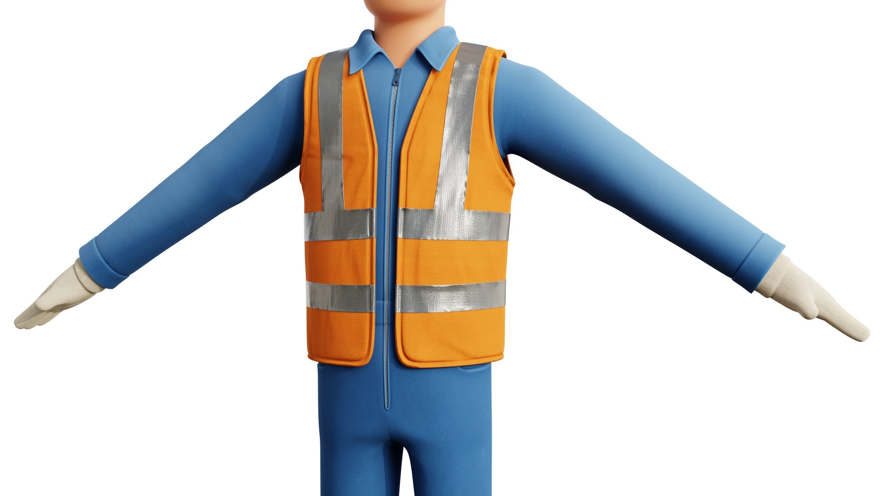 3D model Male Cartoon Worker Builder Character Illustration VR / AR ...