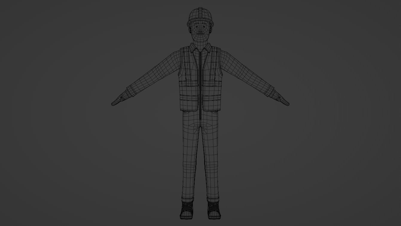 3D model Male Cartoon Worker Builder Character Illustration VR / AR ...