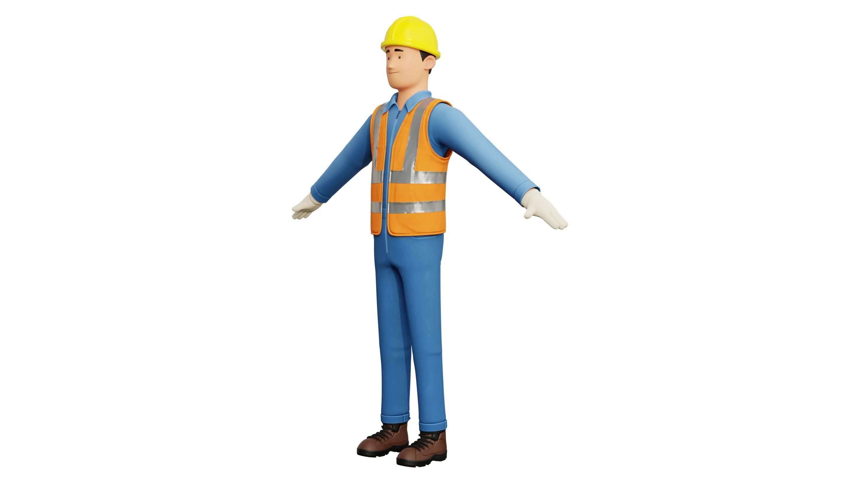 3D model Male Cartoon Worker Builder Character Illustration VR / AR ...