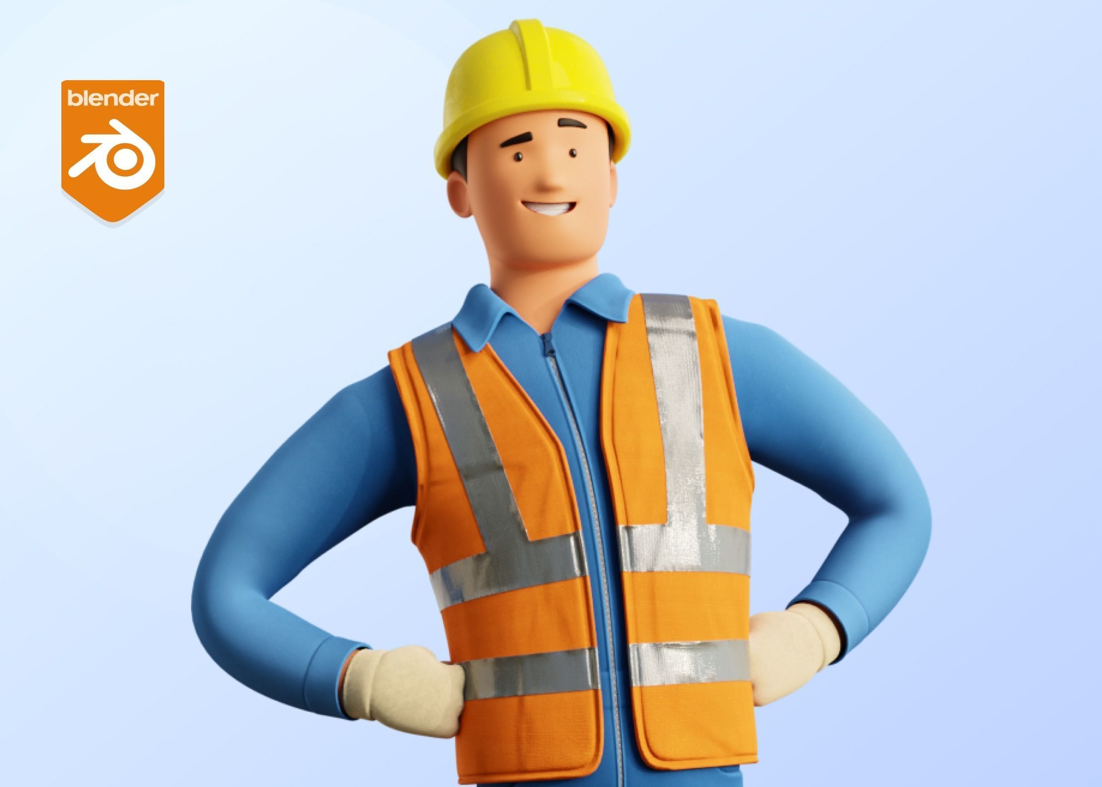 3D model Male Cartoon Worker Builder Character Illustration VR / AR ...