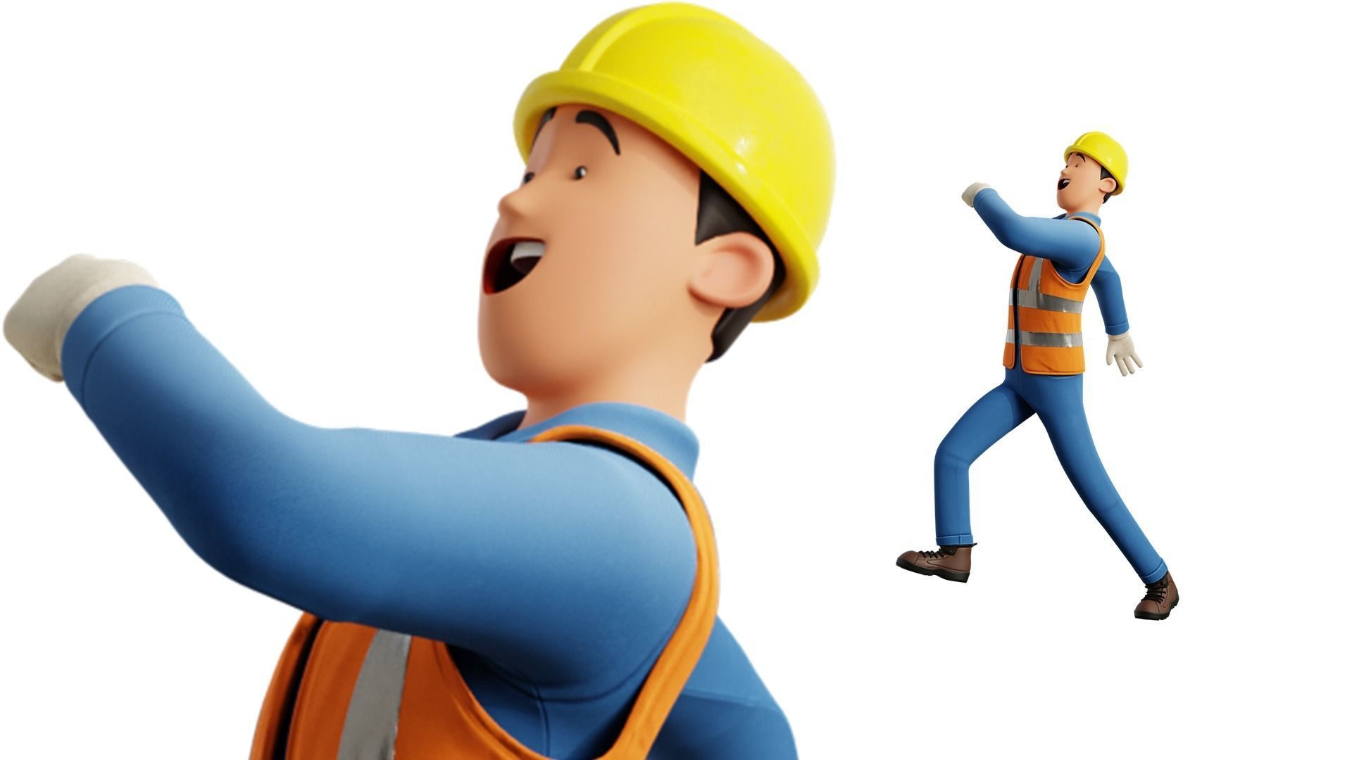3D model Male Cartoon Worker Builder Character Illustration VR / AR ...