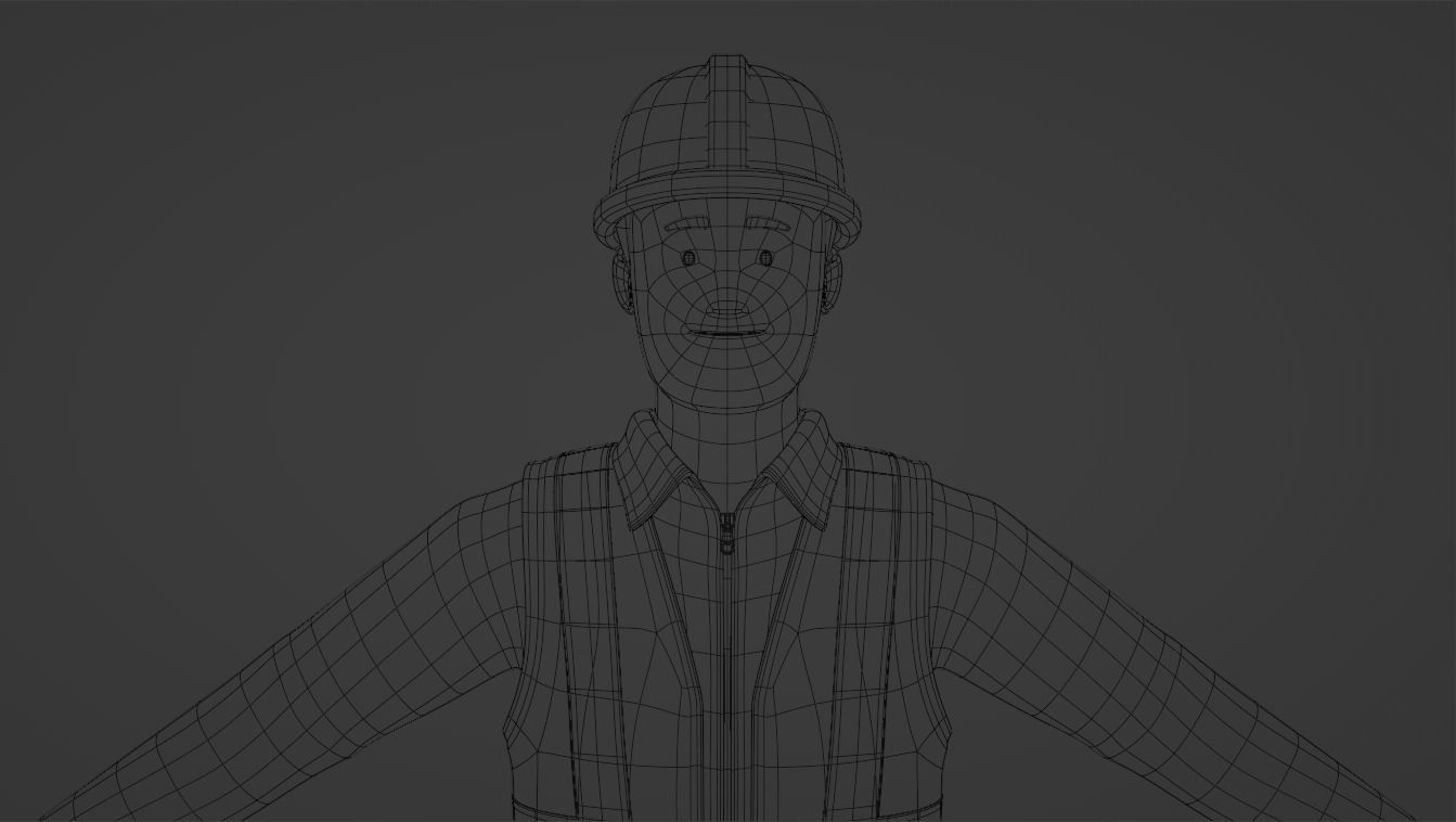 3D model Male Cartoon Worker Builder Character Illustration VR / AR ...