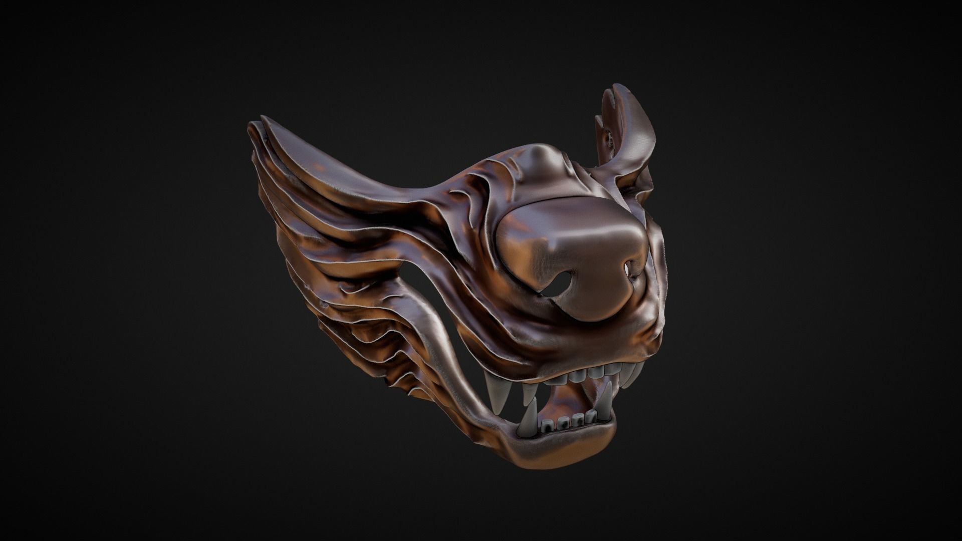 Wolf Oni Mask 3D model 3D printable | CGTrader
