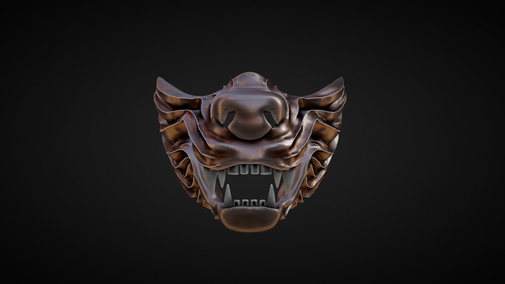Wolf Oni Mask 3D model 3D printable | CGTrader