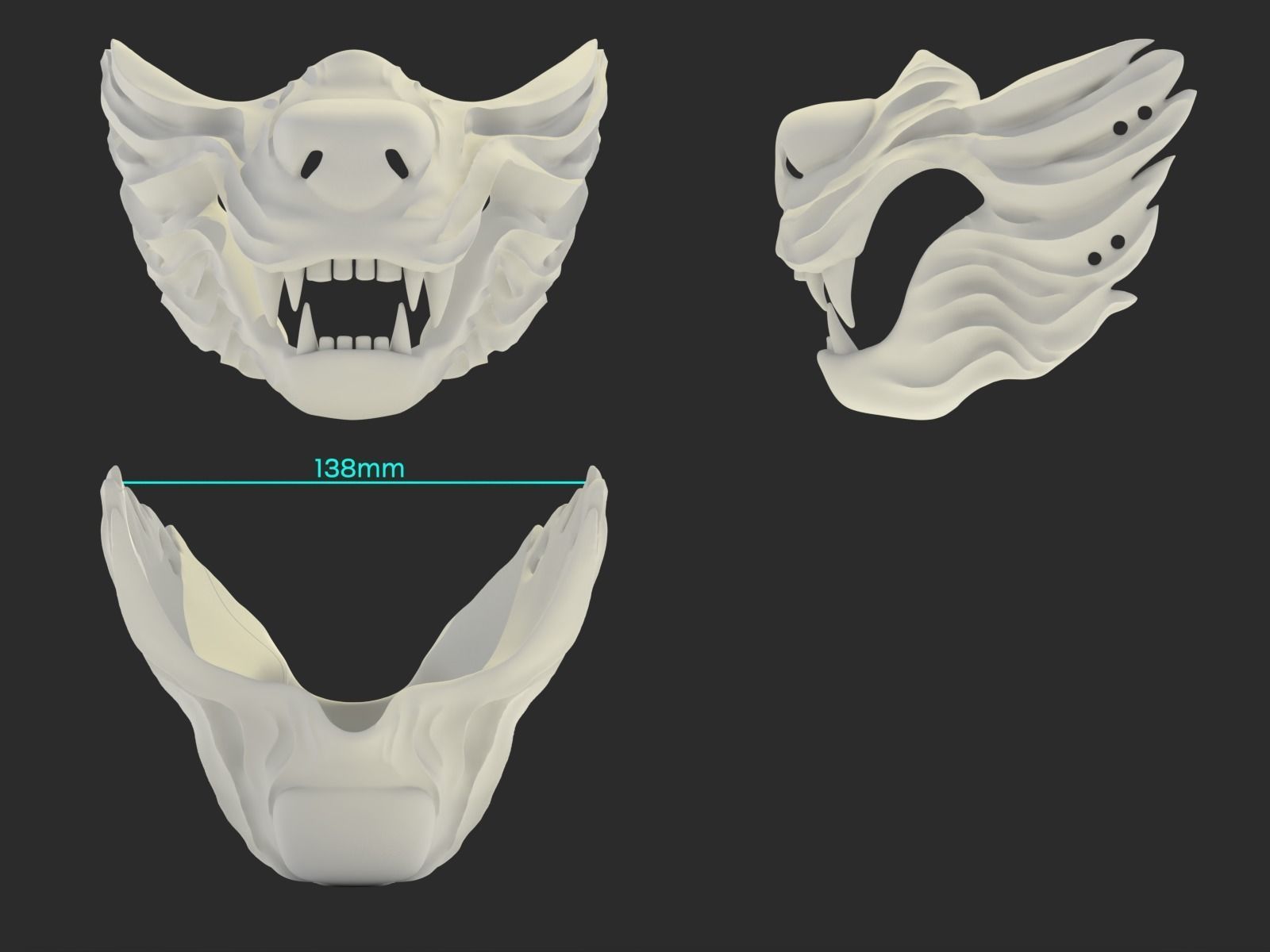 Wolf Oni Mask 3D model 3D printable | CGTrader