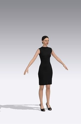 DRESS BLACK MATTE DRESS LOOK 3D model | CGTrader