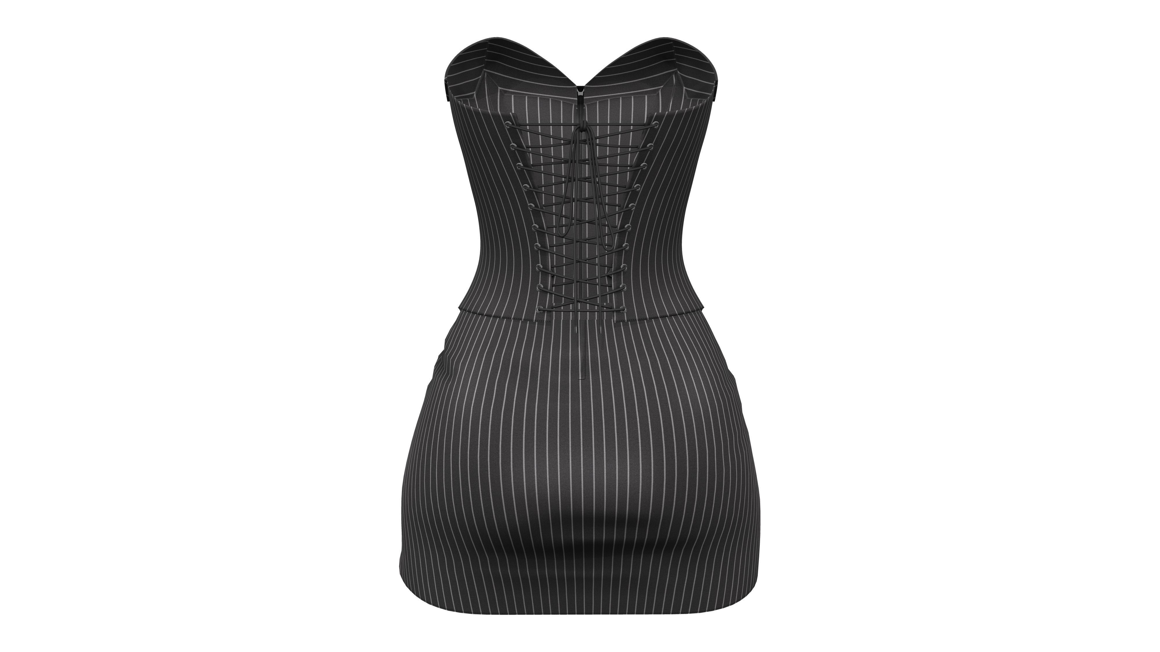 3D model Striped Office Lady Secretary Uniform VR / AR / low-poly ...