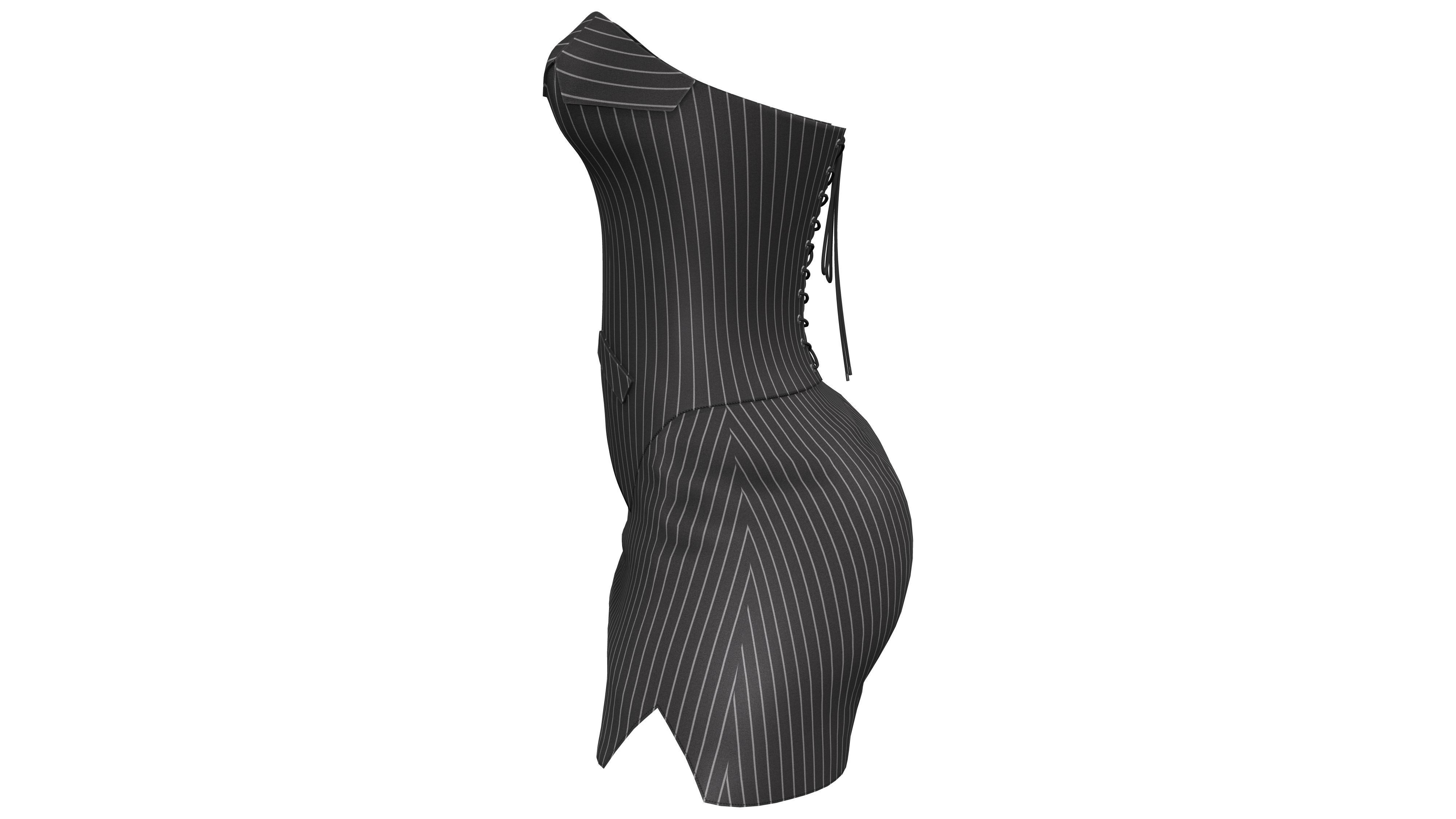 3D model Striped Office Lady Secretary Uniform VR / AR / low-poly ...