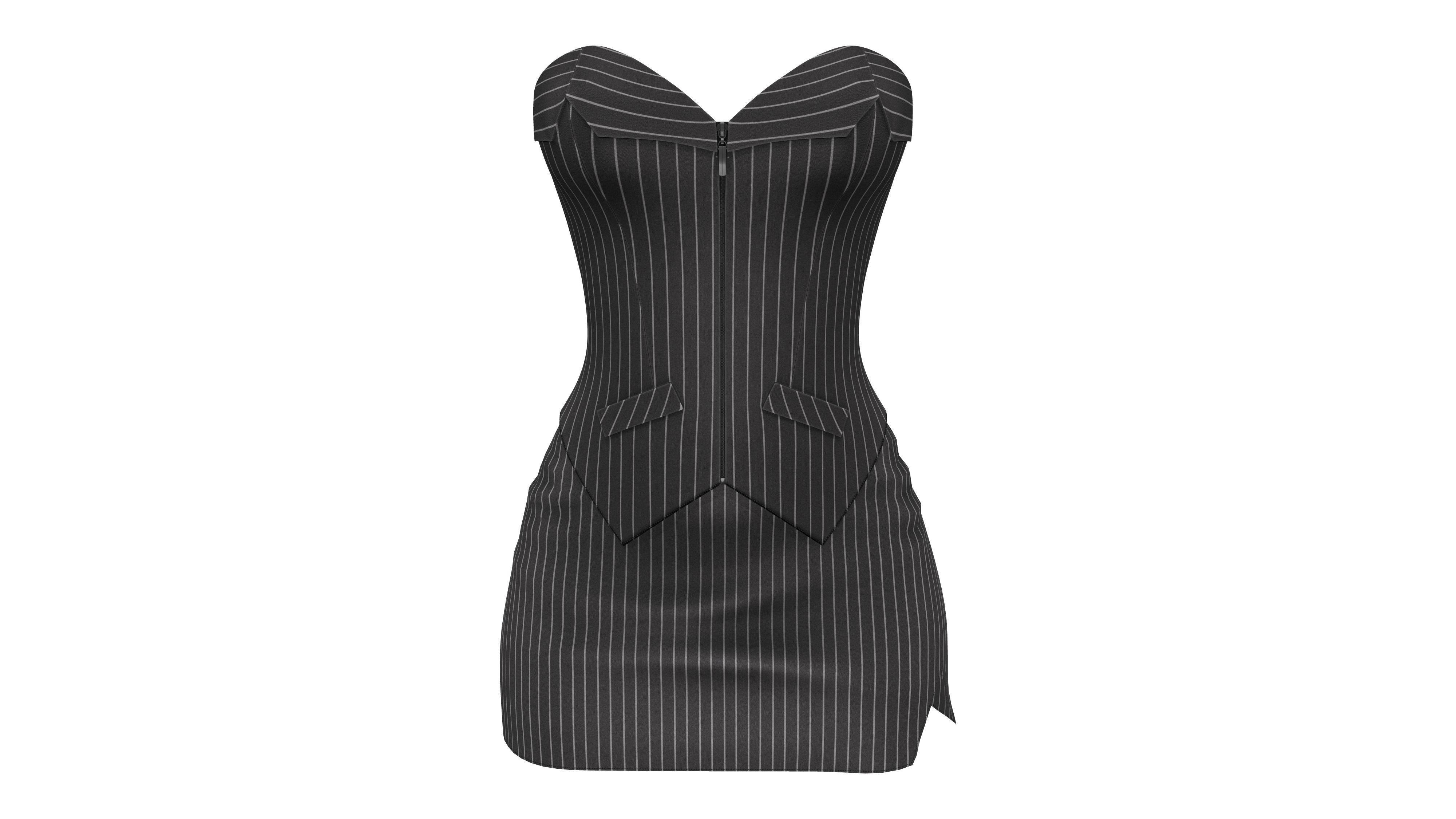 3D model Striped Office Lady Secretary Uniform VR / AR / low-poly ...