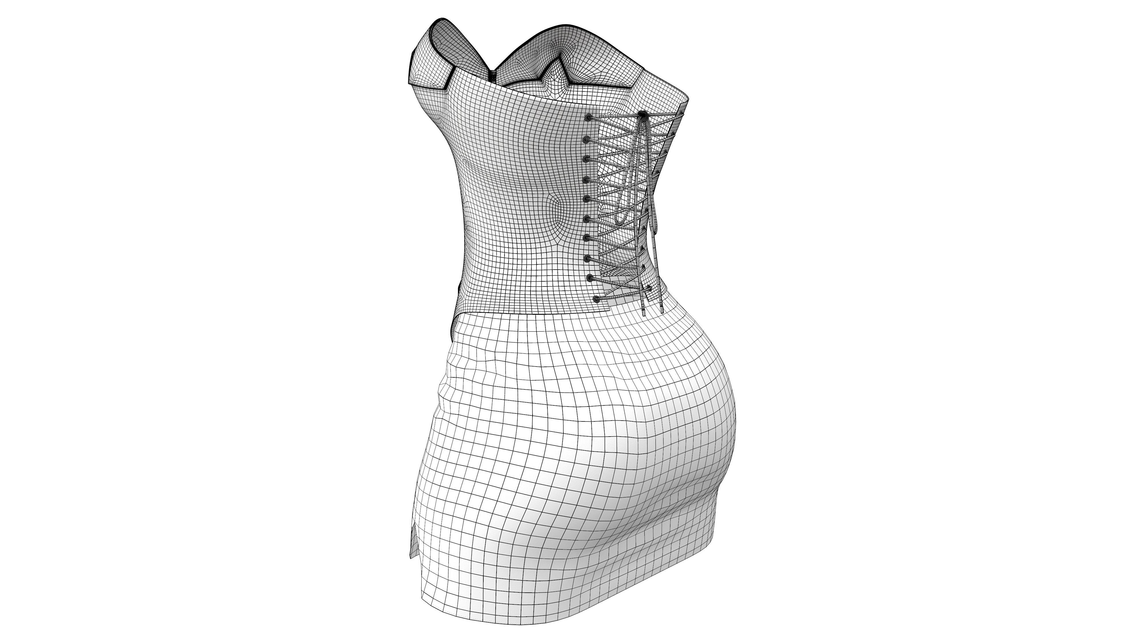 3D model Striped Office Lady Secretary Uniform VR / AR / low-poly ...