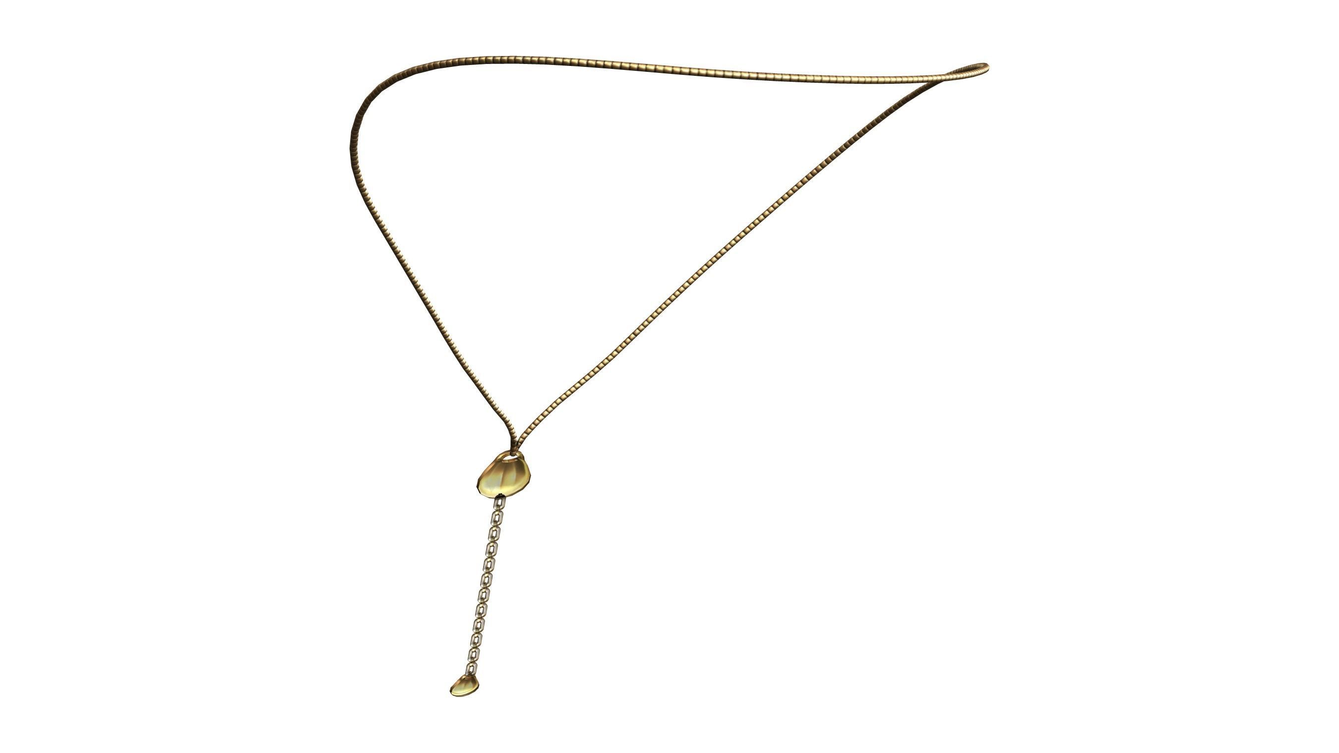 3D model Gold Chains and Lock Padlock Pendant Necklace VR / AR / low ...