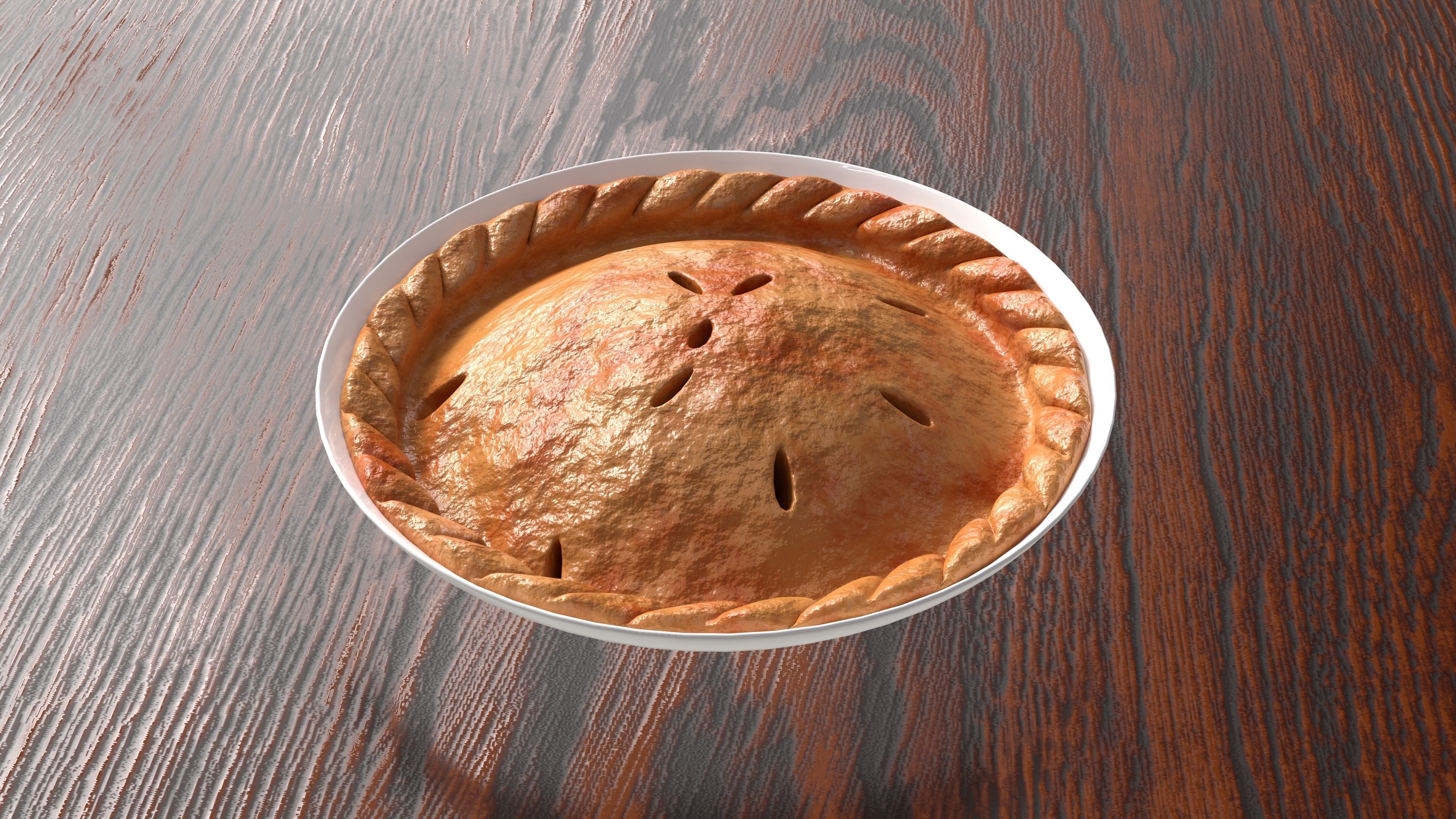 3D model pie 3d model apple on wooden table VR / AR / low-poly | CGTrader