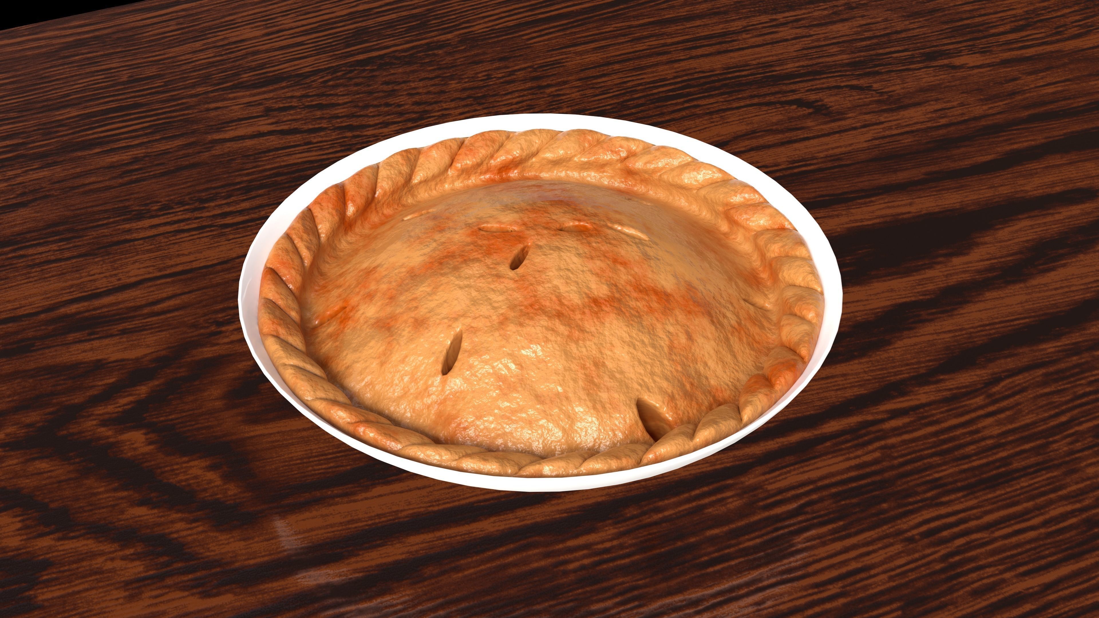 3D model pie 3d model apple on wooden table VR / AR / low-poly | CGTrader