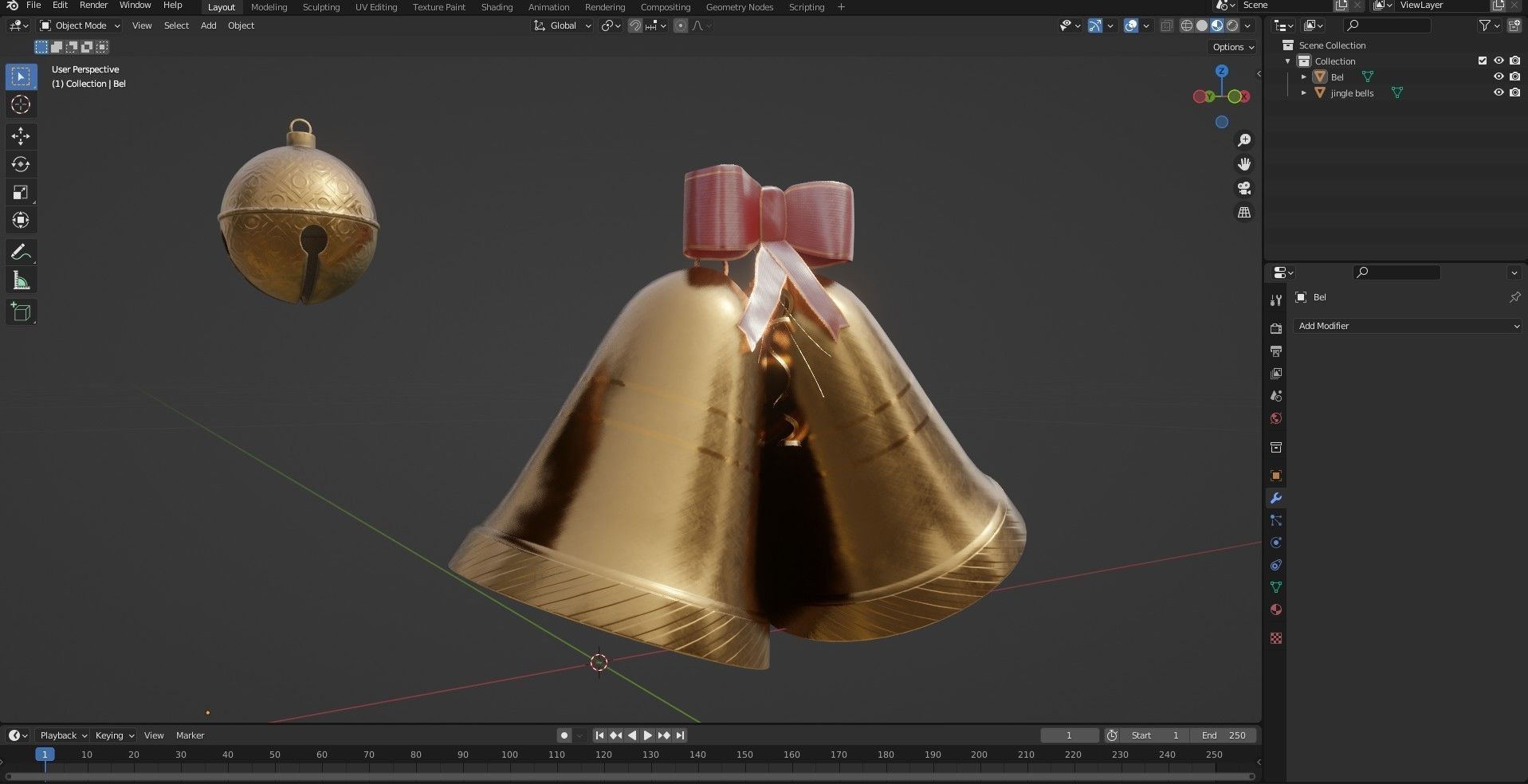 3D model Christmas Bell And Jingle Bell VR / AR / low-poly | CGTrader