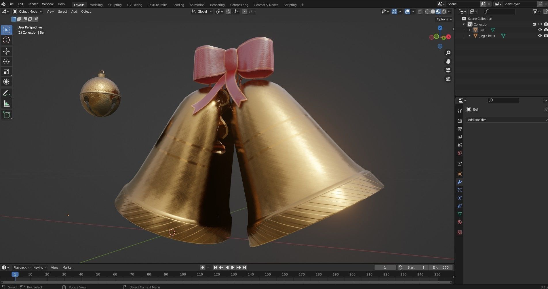 3D model Christmas Bell And Jingle Bell VR / AR / low-poly | CGTrader