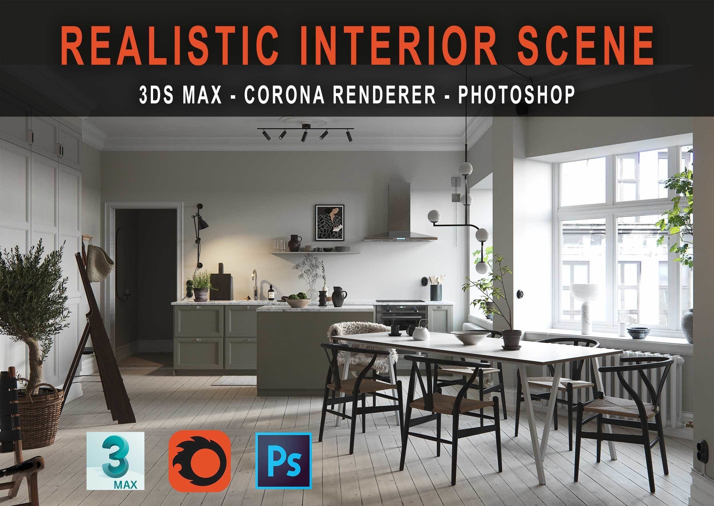Nordic Living room Realistic 3d scene 3D model | CGTrader
