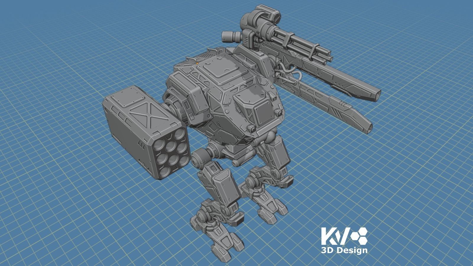 KV-Mecha-001 armoured robot with gun 3D model 3D printable | CGTrader