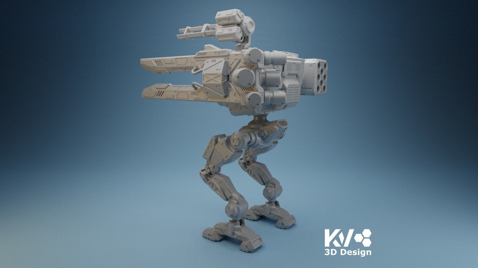 KV-Mecha-001 armoured robot with gun 3D model 3D printable | CGTrader