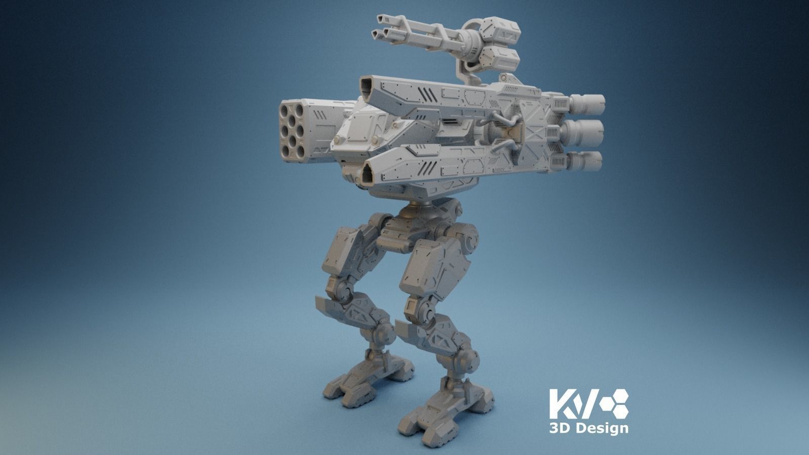 KV-Mecha-001 armoured robot with gun 3D model 3D printable | CGTrader