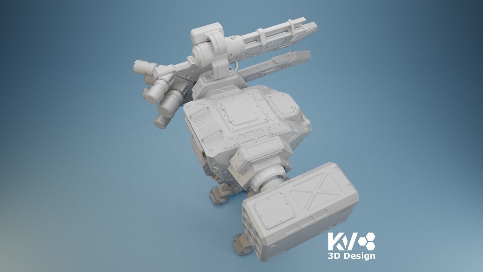 KV-Mecha-001 armoured robot with gun 3D model 3D printable | CGTrader