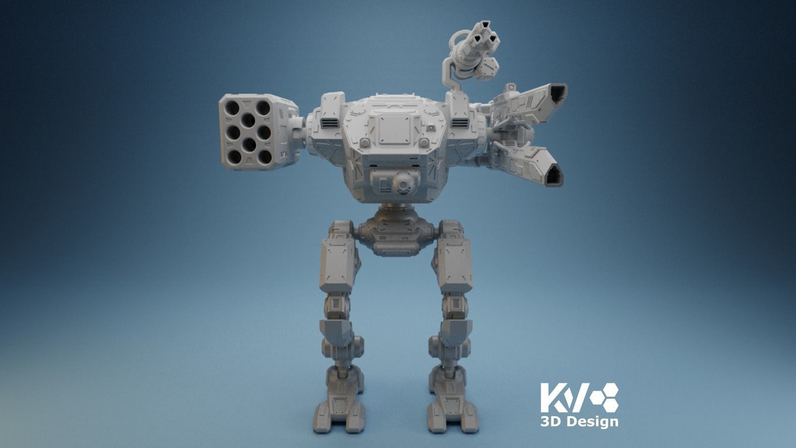 KV-Mecha-001 armoured robot with gun 3D model 3D printable | CGTrader