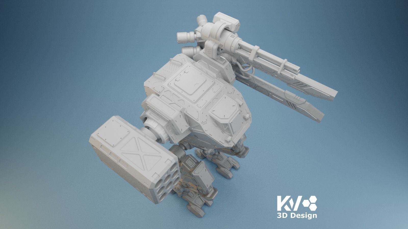 KV-Mecha-001 armoured robot with gun 3D model 3D printable | CGTrader