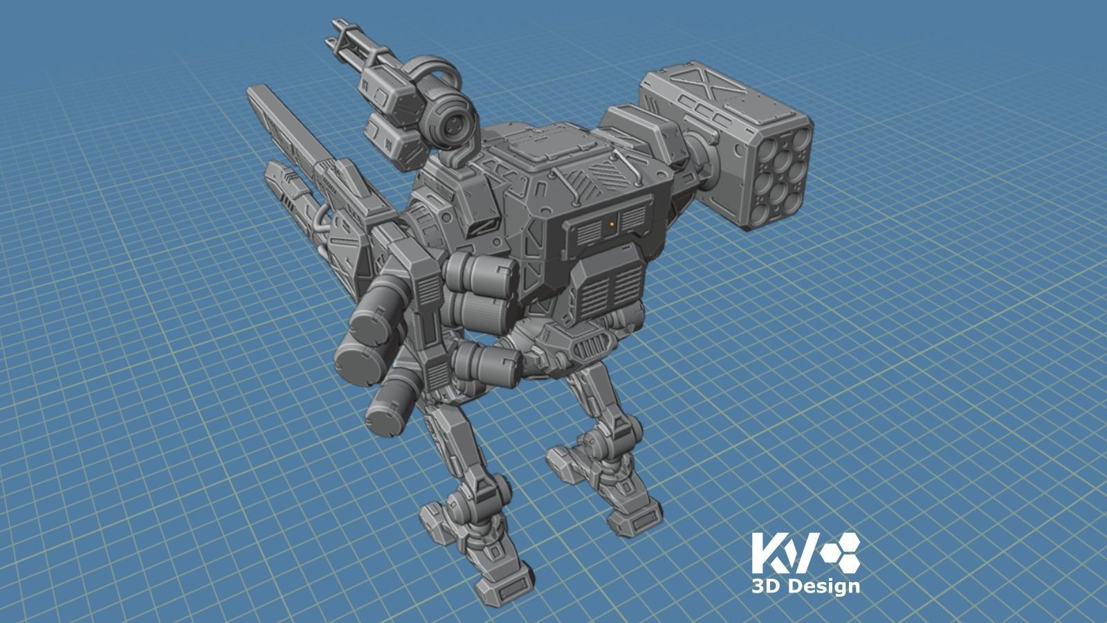 KV-Mecha-001 armoured robot with gun 3D model 3D printable | CGTrader