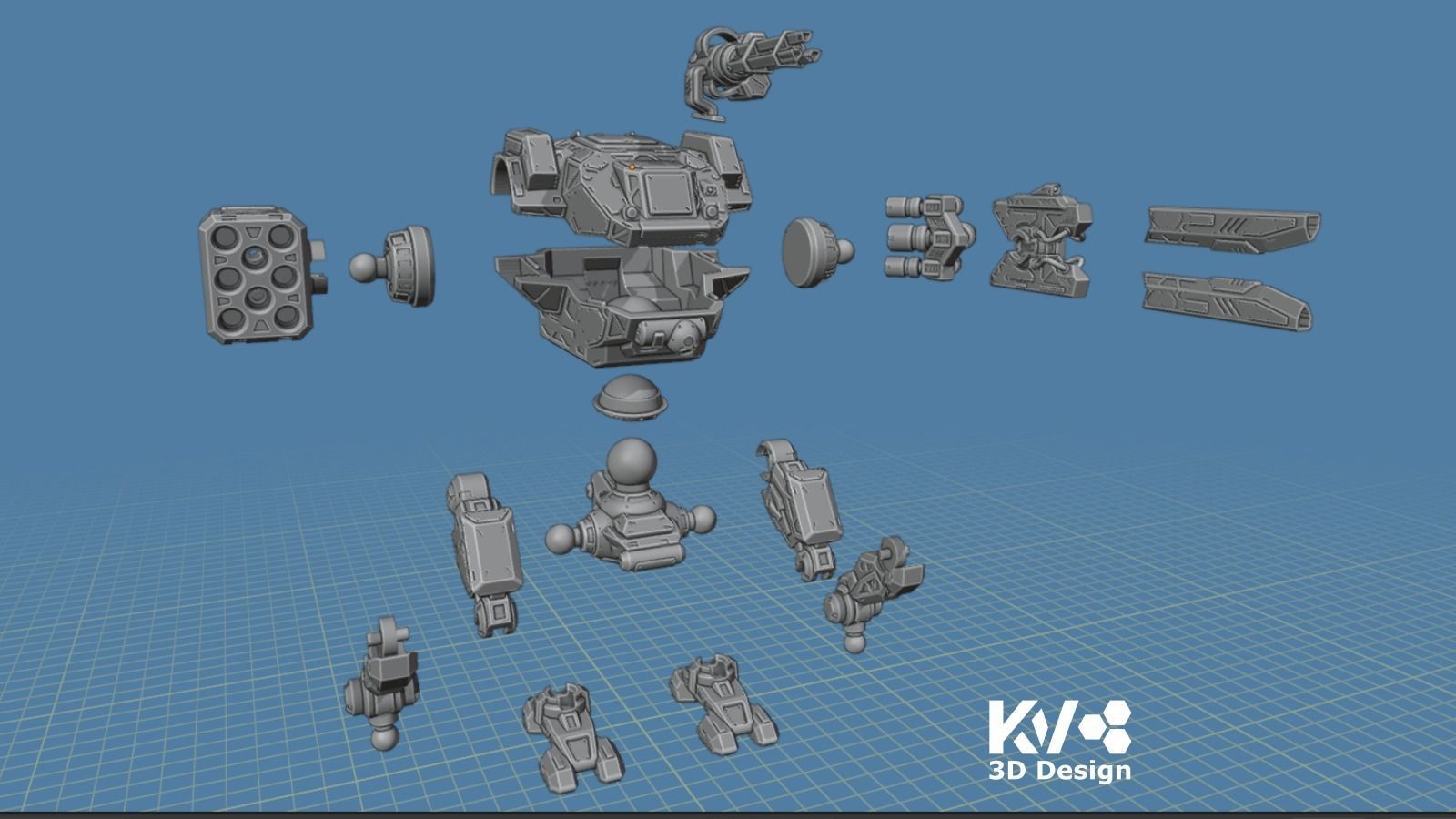 KV-Mecha-001 armoured robot with gun 3D model 3D printable | CGTrader