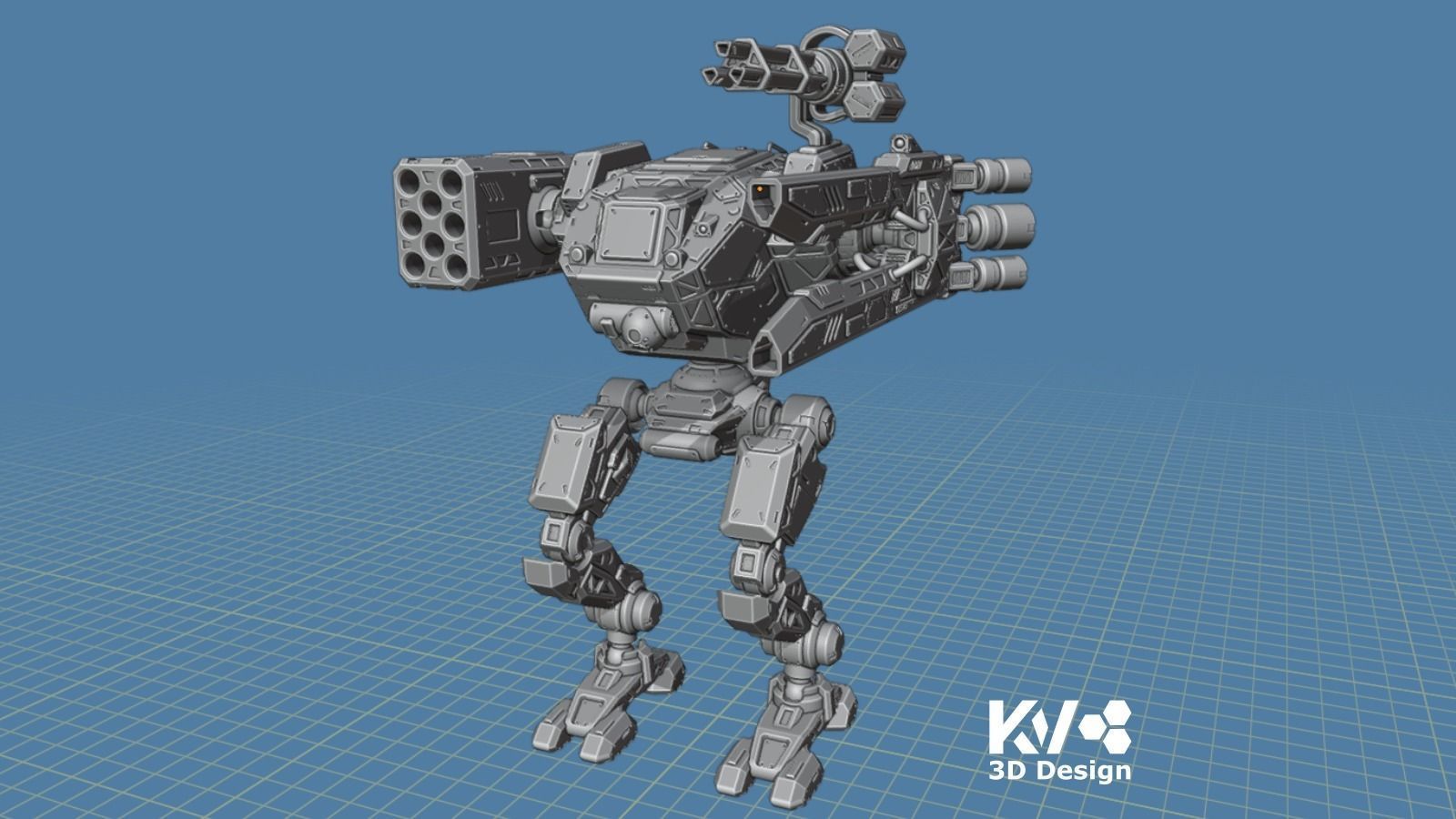 KV-Mecha-001 armoured robot with gun 3D model 3D printable | CGTrader