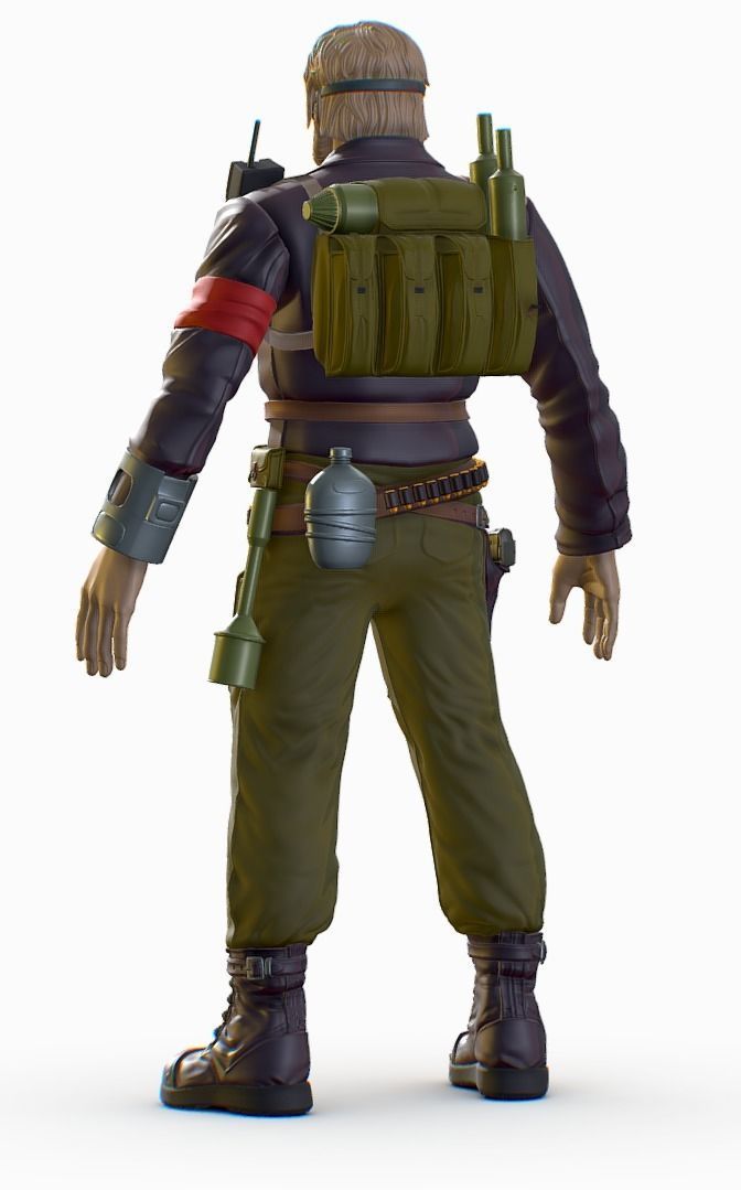 3D model High Poly Man Leather Jacket Military Outfit VR / AR / low ...