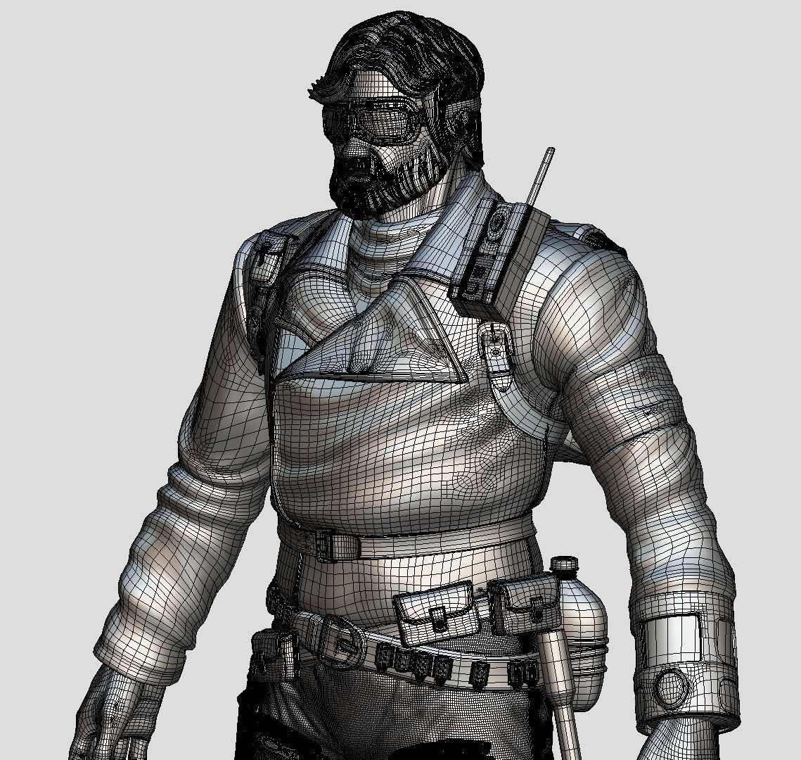 3D model High Poly Man Leather Jacket Military Outfit VR / AR / low ...