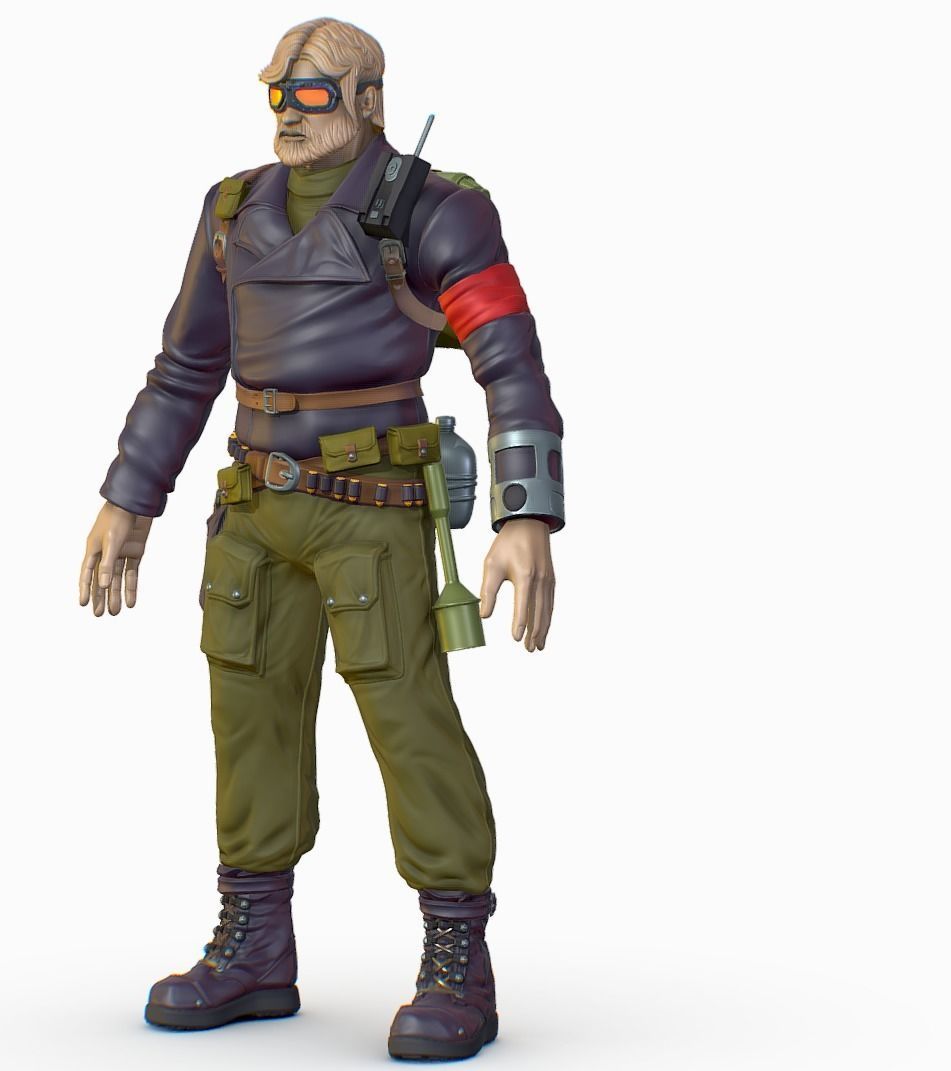 3D model High Poly Man Leather Jacket Military Outfit VR / AR / low ...