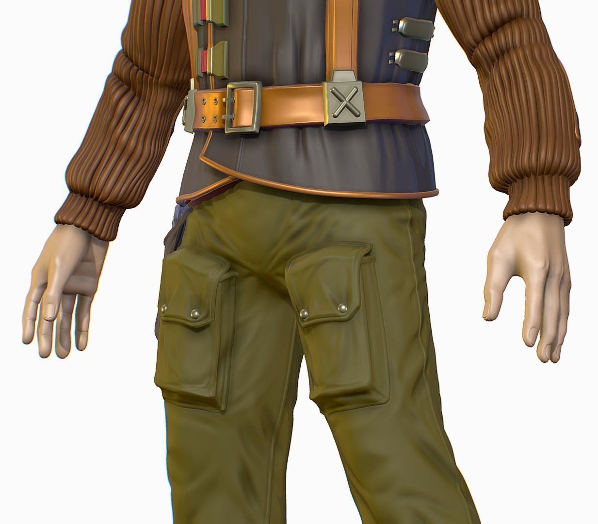 3D model High Poly Male Technician Sweater Leather Jacket VR / AR / low ...