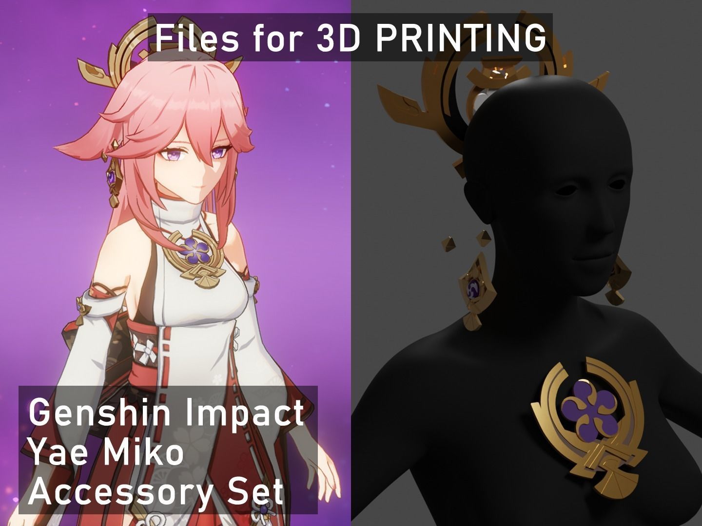 Genshin Impact - Yae Miko - Accessory Set 3D model 3D printable | CGTrader
