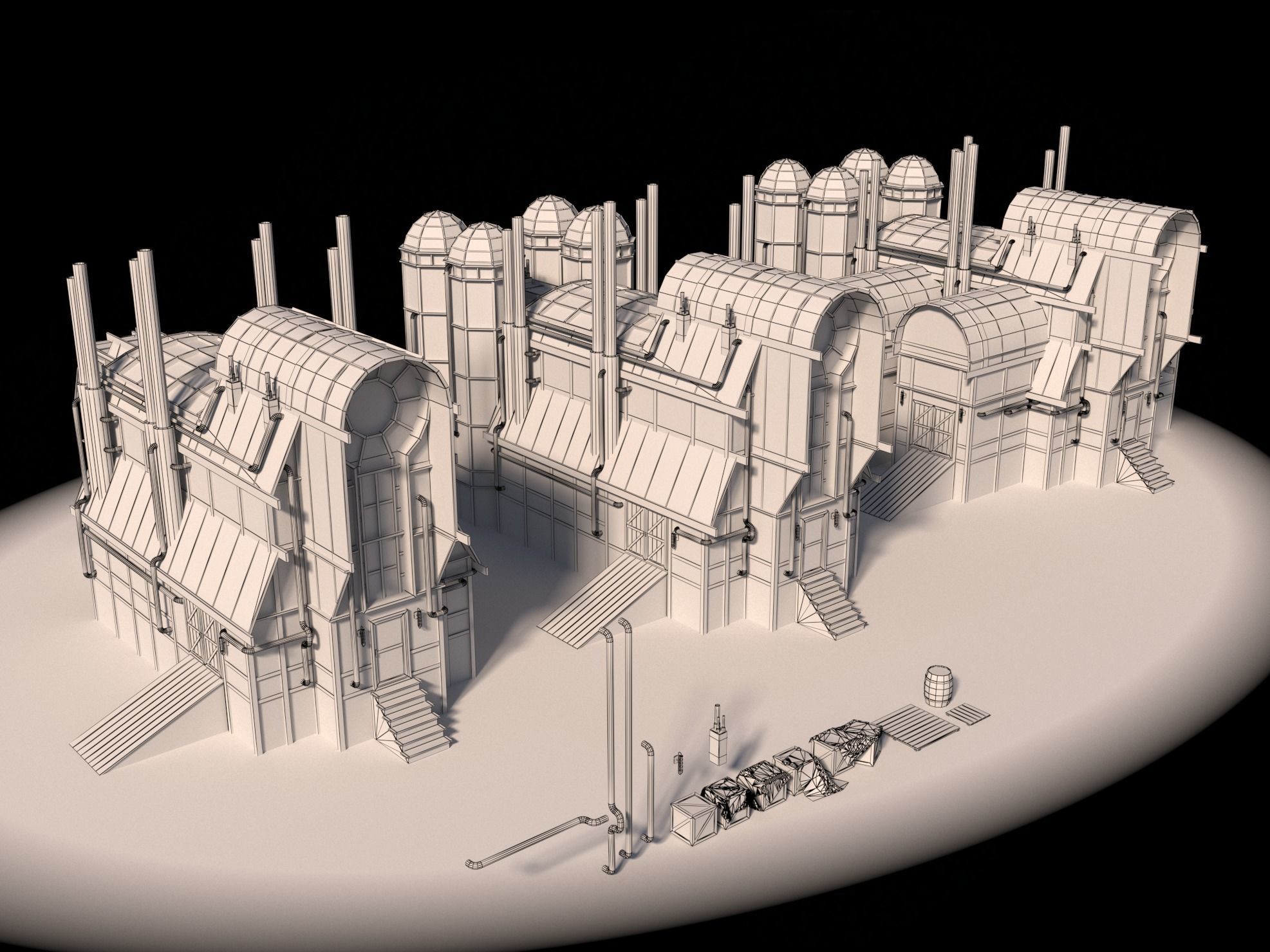 Steampunk Factory 3 types free VR / AR / low-poly 3D model | CGTrader