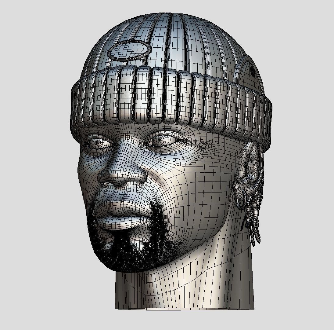 3D model High Poly Male African American Head Warm Hat VR / AR / low ...