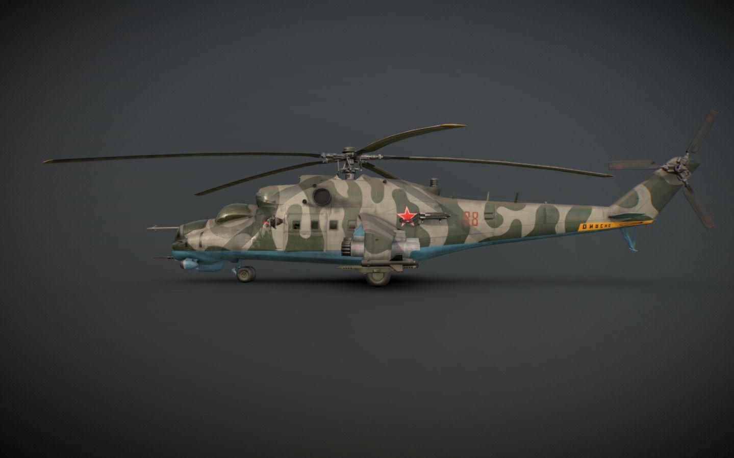 Russian Attack Helicopter MI-24 3D model rigged | CGTrader